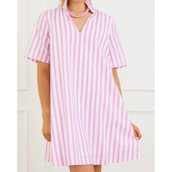 Adrienne | Dresses | New Adrienne Olivia Dress In Pink Ten Stripe ...